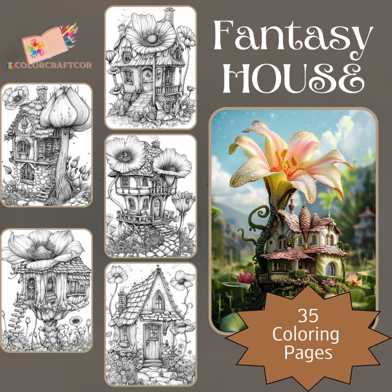 BUNDLE 175 Printable Fantasy House Coloring Pages, Adult Coloring Pages ...