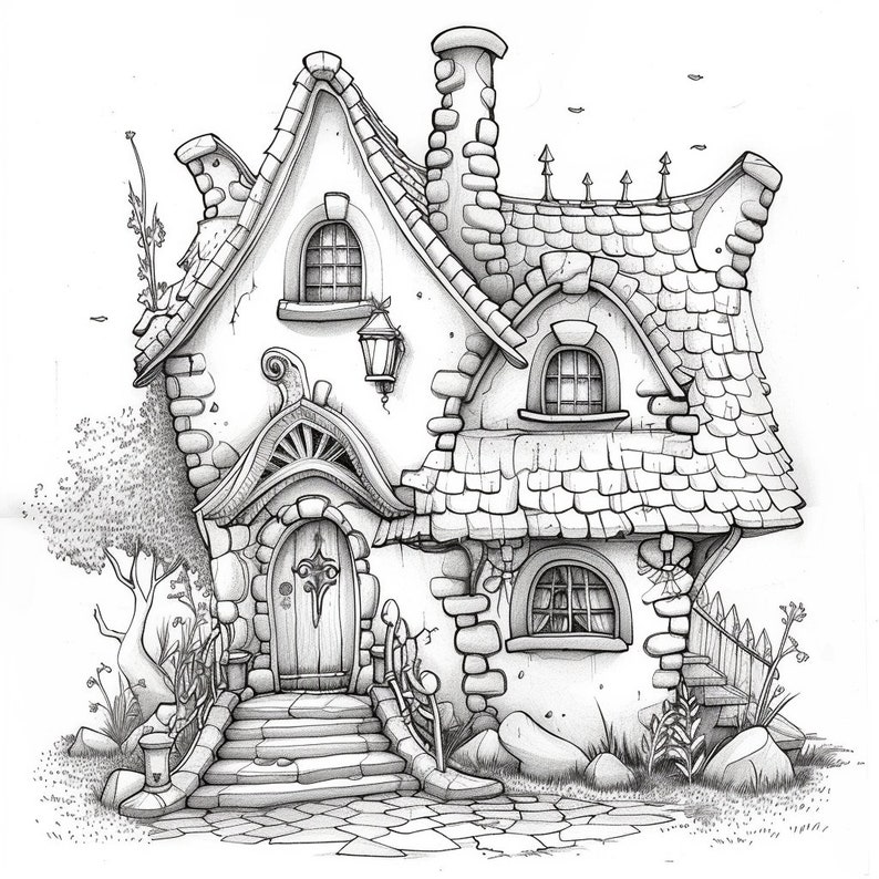 35 Printable Coloring Pages of Fantasy Houses, Coloring Pages for ...