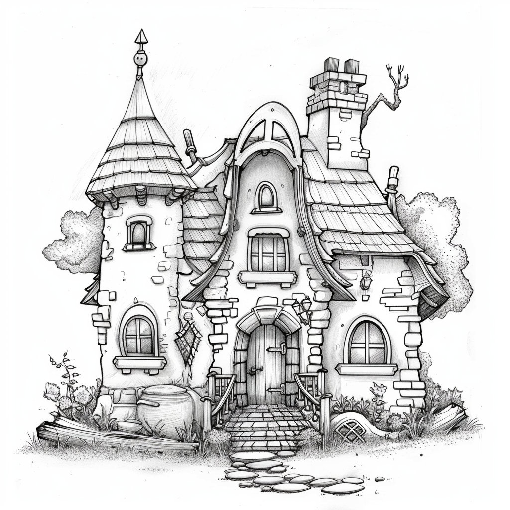 35 Printable Coloring Pages of Fantasy Houses, Coloring Pages for ...