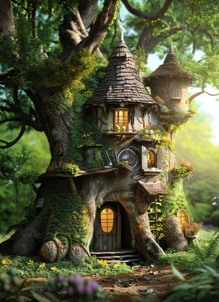 35 Printable Coloring Pages Fantasy Houses Trees, Coloring Pages for ...