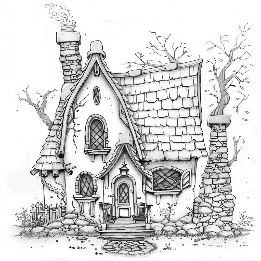 35 Printable Coloring Pages of Fantasy Houses, Coloring Pages for ...
