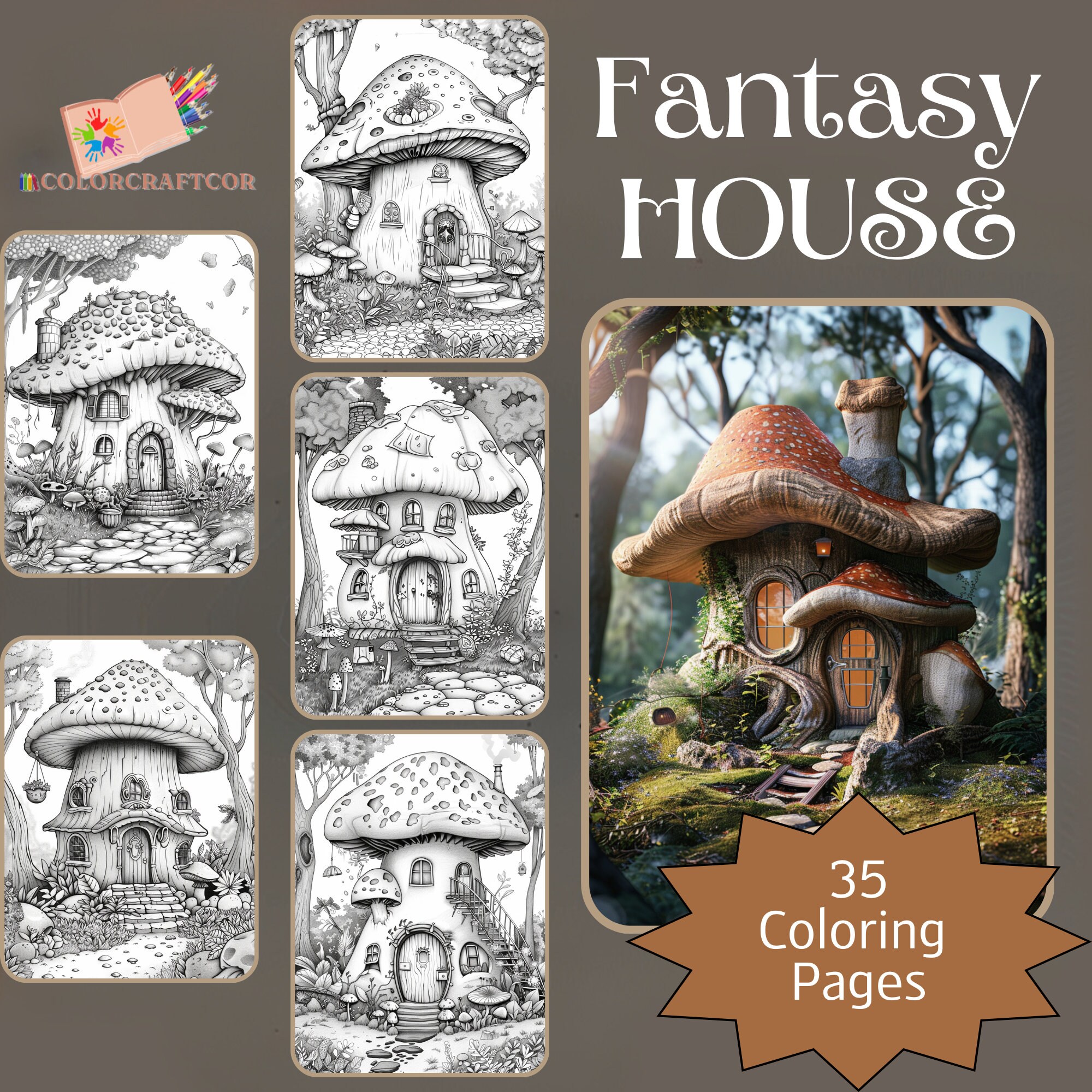 BUNDLE 175 Printable Fantasy House Coloring Pages, Adult Coloring Pages ...