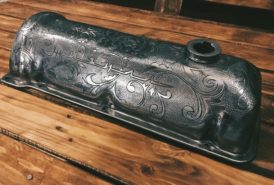 Hand-engraved Valve Cover: Custom Automotive Art - Etsy