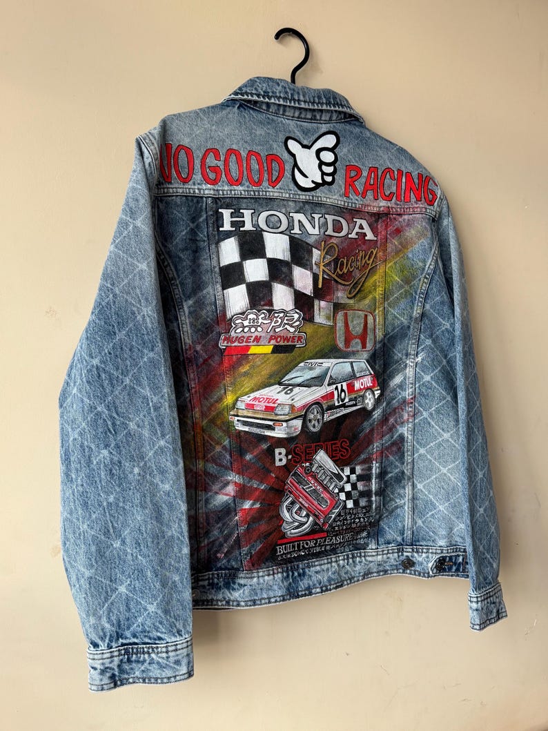 Hand-painted Denim Jacket – Honda Racing Theme Civic Mugen Vtec Kandjo ...