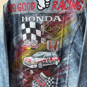 Hand-painted Denim Jacket – Honda Racing Theme Civic Mugen Vtec Kandjo ...