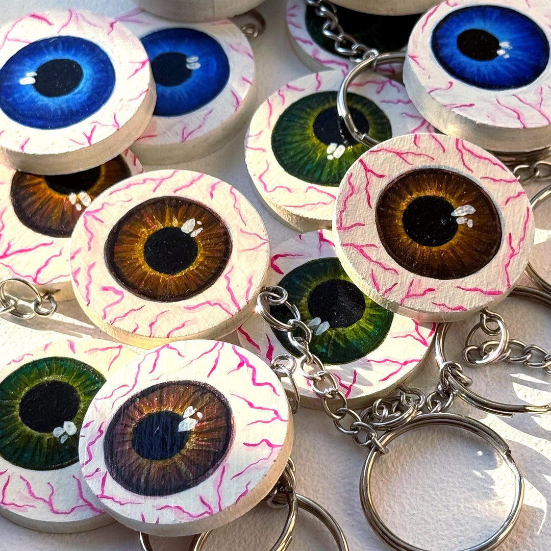 Hot Rod Eyeball Keychain Hand-painted Kustom Kulture Keyring in Ed Roth ...