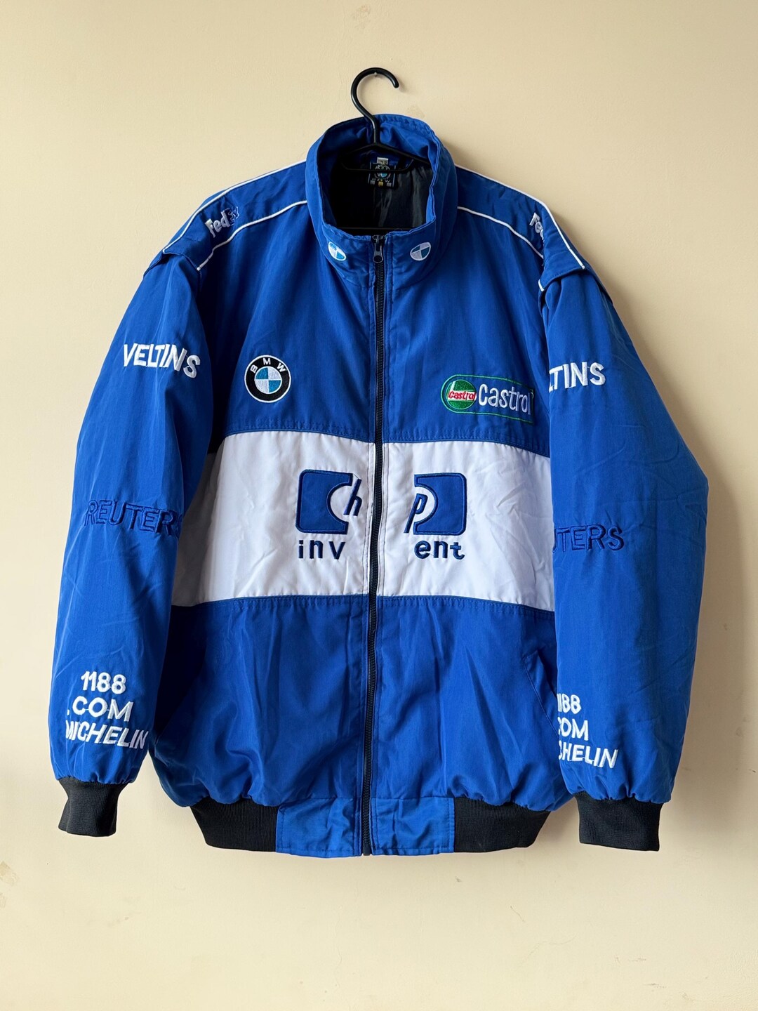 Vintage BMW F1 Williams Team Racing Motorsport L-XL Bomber Jacket Rare ...