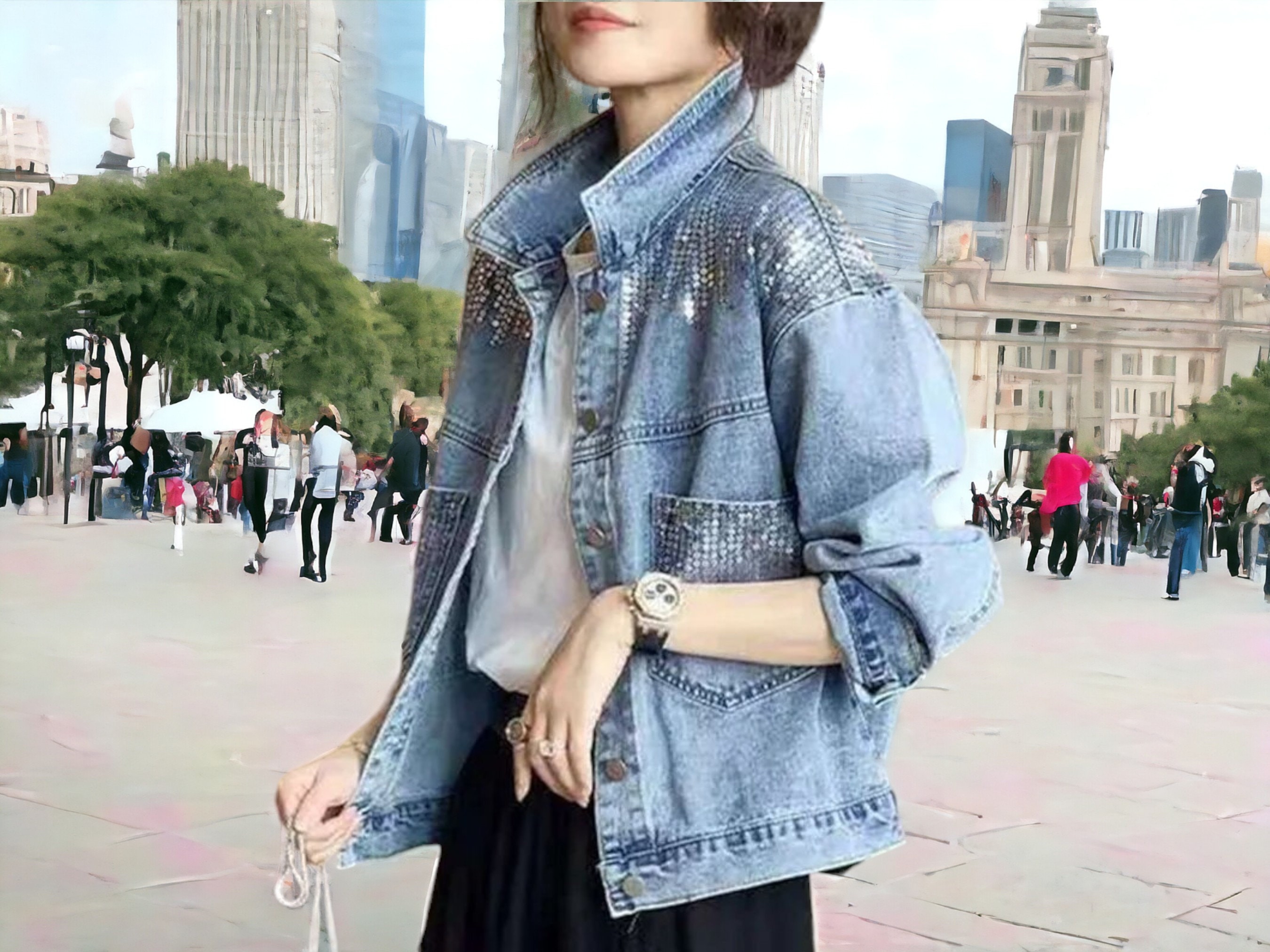 Women Denim Loose Jacket | Streetwear Long Sleeve | Ladies Outdoor ...