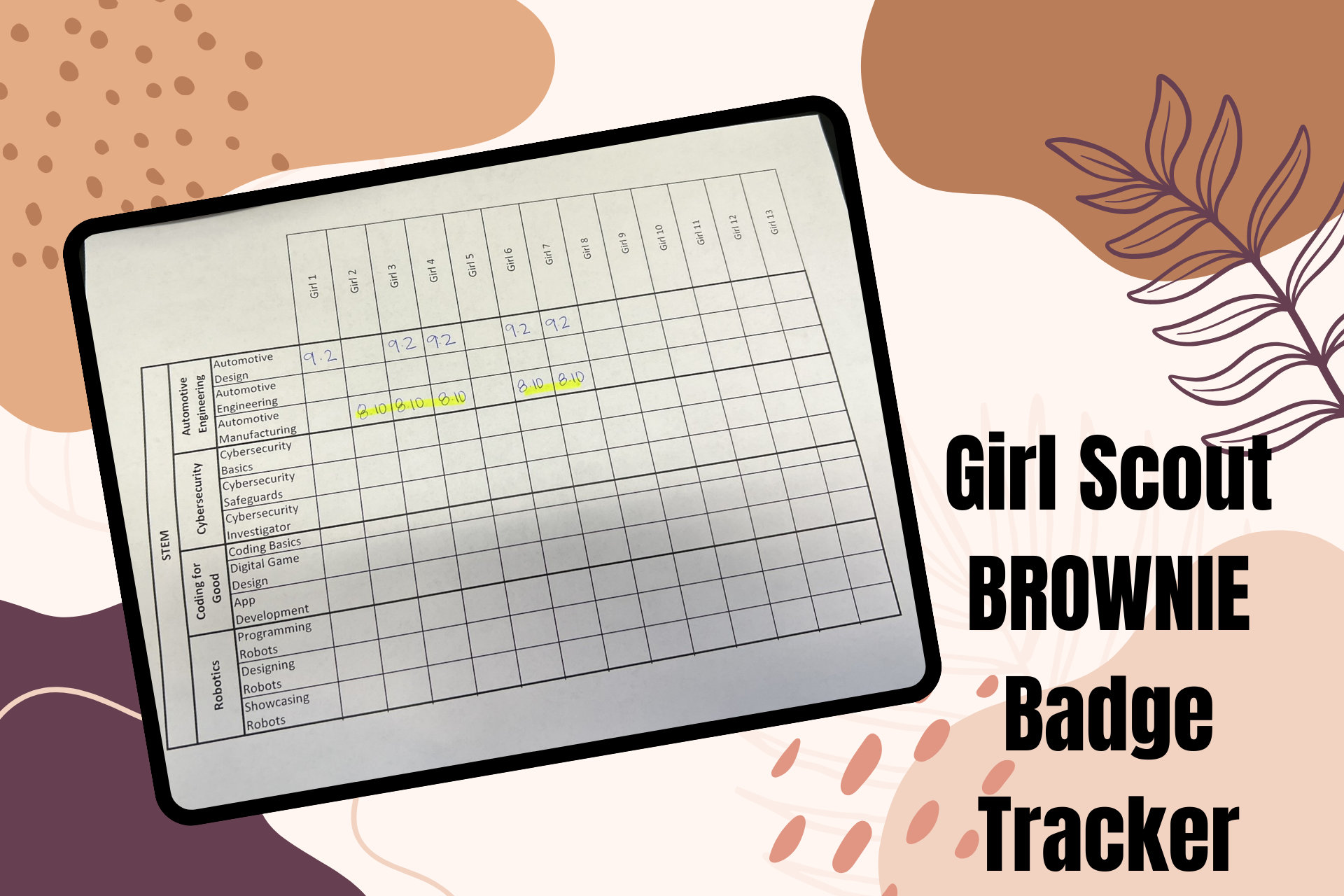 Girl Scout Brownie Badge Tracker Girl Scouts - Etsy