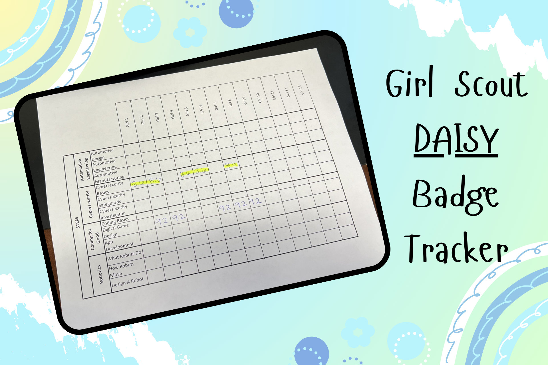 Girl Scout Daisy Badge Tracker Girl Scouts - Etsy