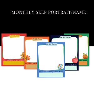 Monthly Self Portrait Student Portfolio Name School Memory Book Memory ...