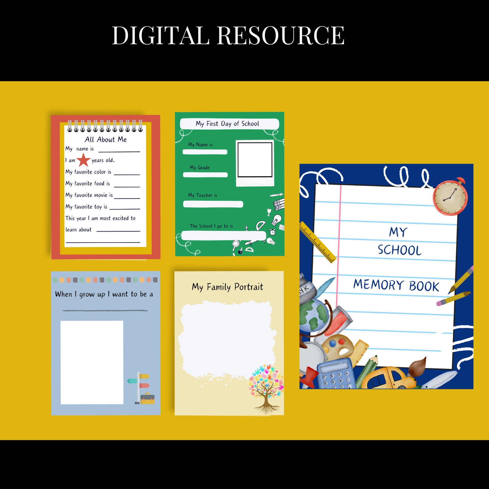 My School Memory Book Questionnaire Templates My First Day When I Grow ...