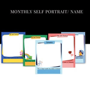 Monthly Self Portrait Student Portfolio Name School Memory Book Memory ...