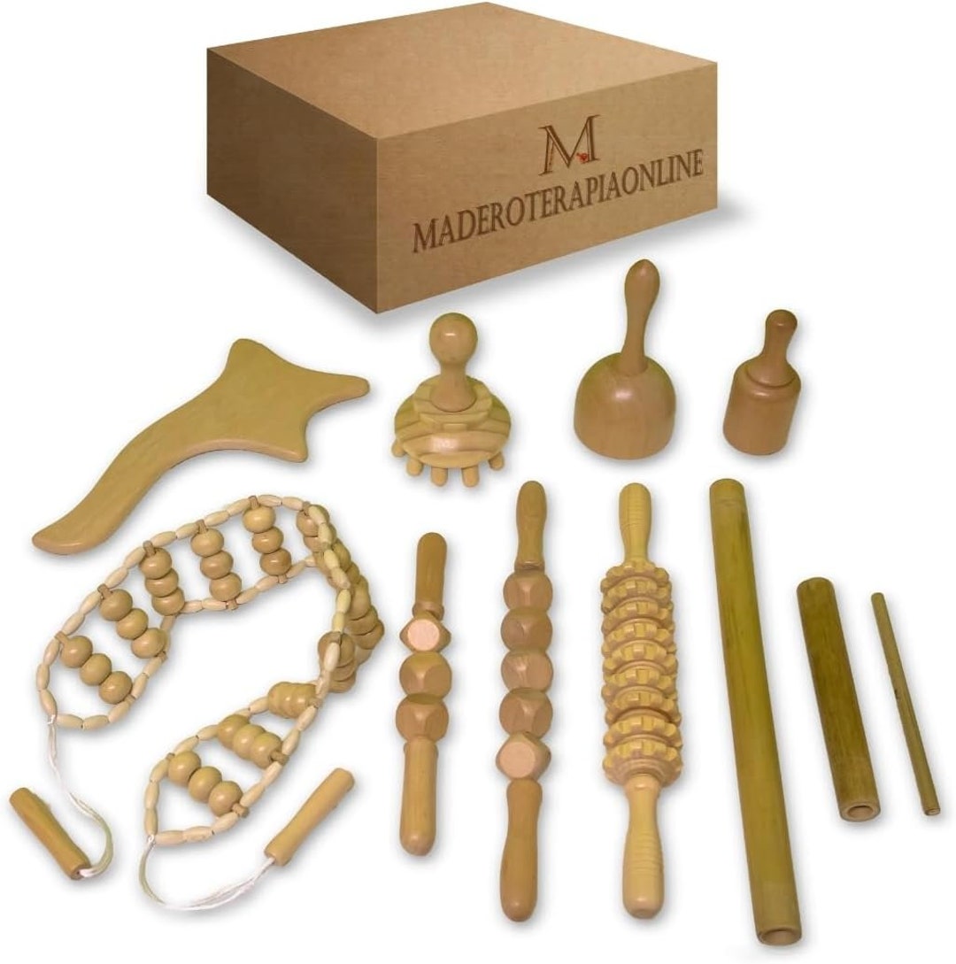 Anti-cellulite Kit 11 in 1 Maderotherapy and Bamboo Massage Firming and ...