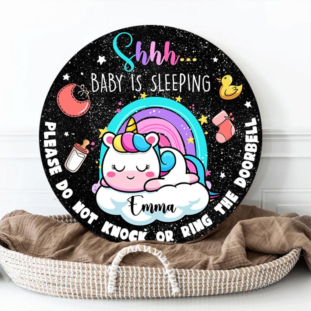 Baby Sleeping Door Sign – Personalized Unicorn Nursery Sign – Shhh Do ...