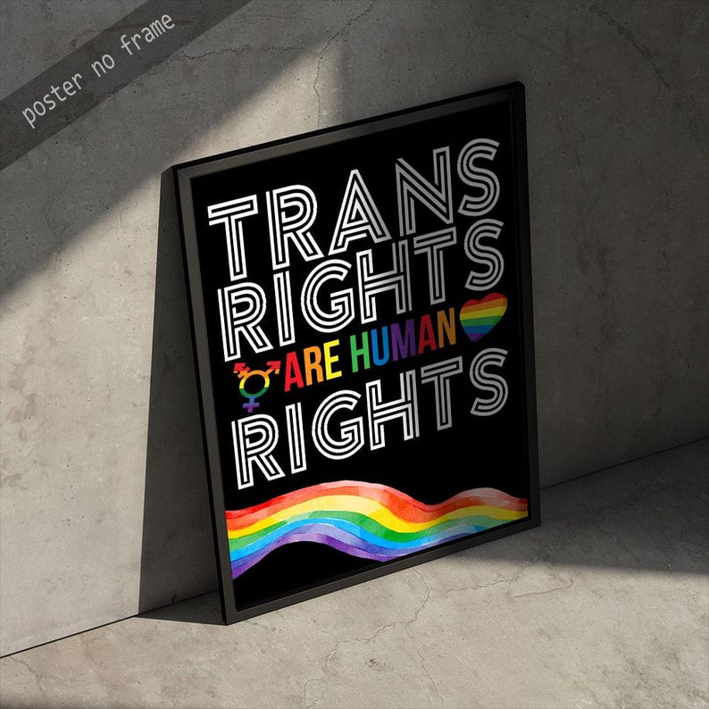 Trans Rights Are Human Rights Poster – LGBTQ+ Pride Wall Art – Equality ...