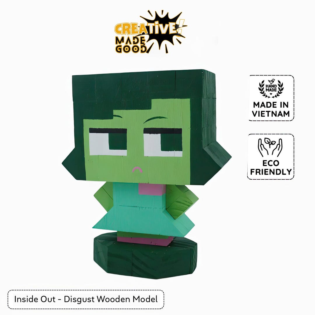 Disgust Wooden Pixel Art Model – Inside Out Character Figurine ...