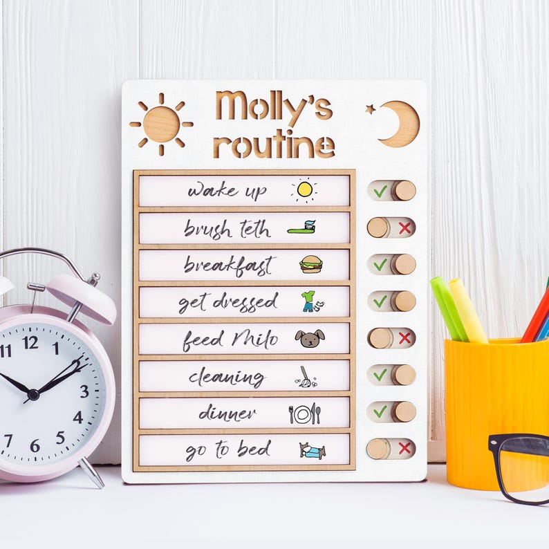 Personalized Kids Daily Routine Chart, Visual Schedule Board With ...