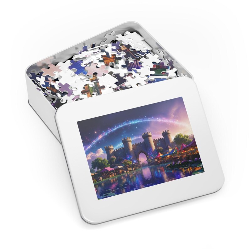 Jigsaw Puzzle: Medieval Castle by Tranquil Lake, Festive Scene, Puzzle ...