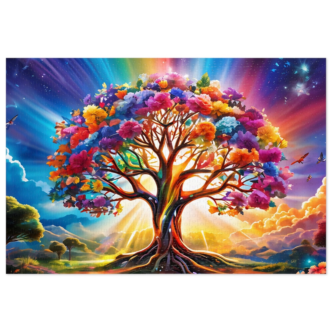 Spirit Tree Jigsaw Puzzle, Colorful Enlightenment Art - Etsy