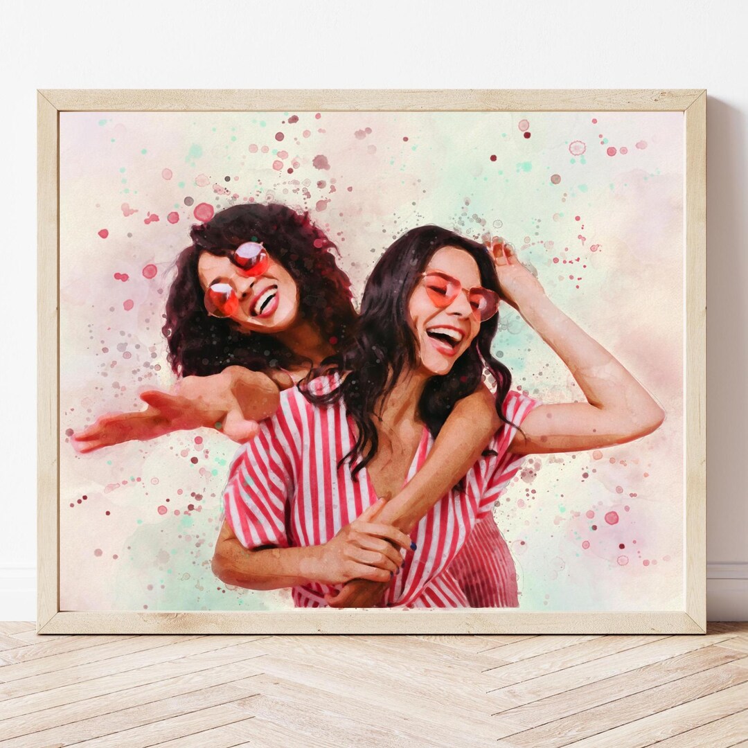 Personalised Best Friend Portrait, Unique Watercolour From Photo ...