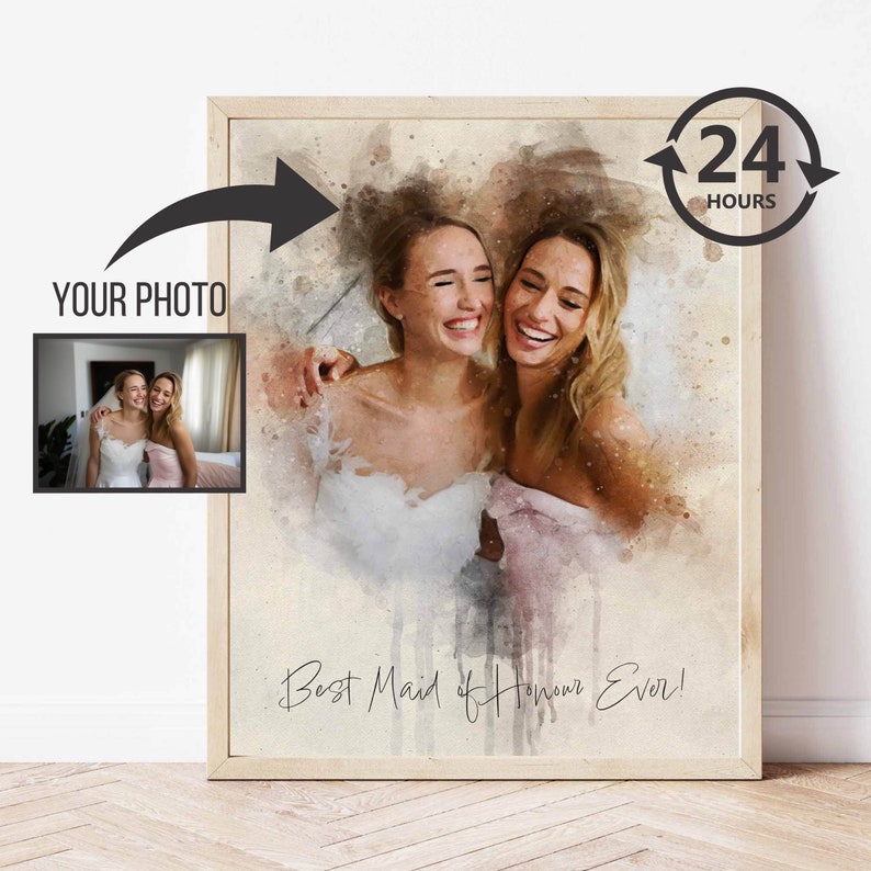 Bespoke Digital Download Watercolour Friendship Portrait, Customized ...