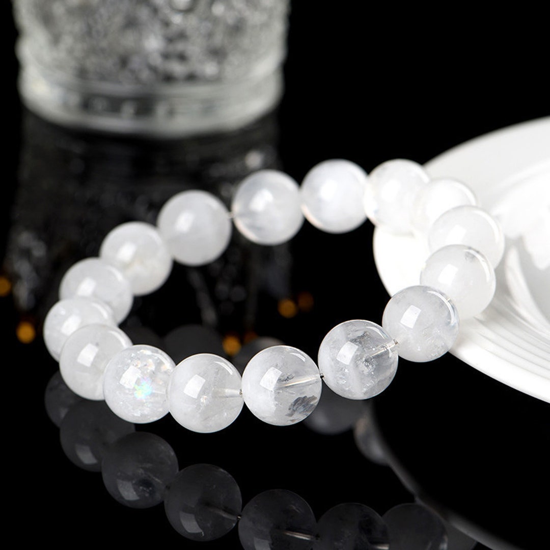 Natural White Phantom Quartz Bracelet | Layered Phantom Quartz Beads ...