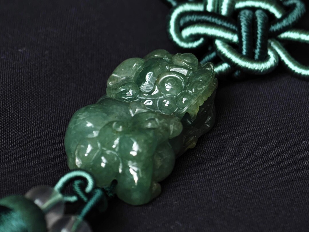 Natural Jade Pi Xiu Pendant - Hand-carved Feng Shui Amulet for Wealth ...