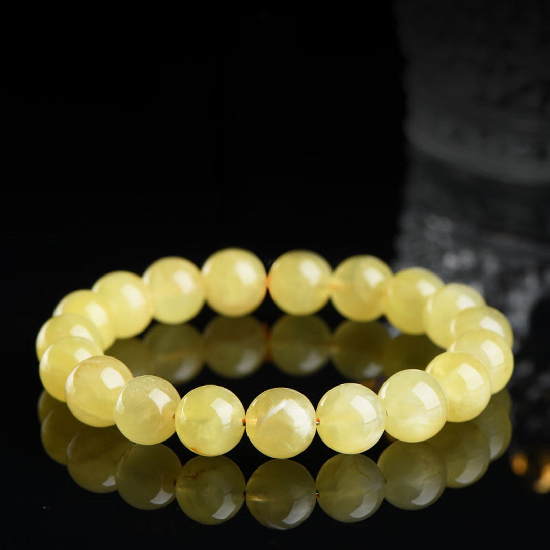 Natural Ice Seed Golden Prehnite Round Bead Bracelet - Golden Grape ...