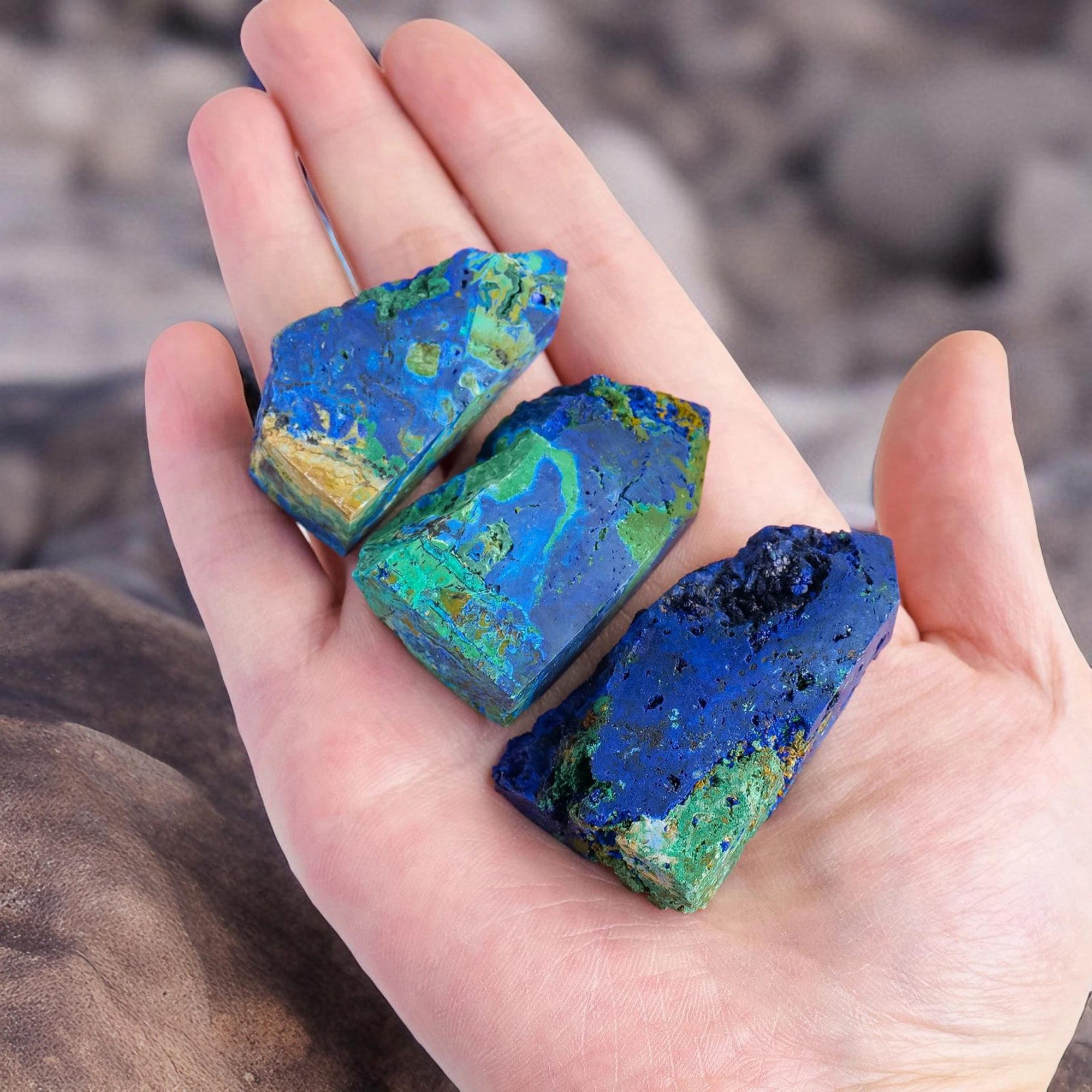 Natural Crystal Azurite Point Healing Stone Energy Ore Mineral Tower ...