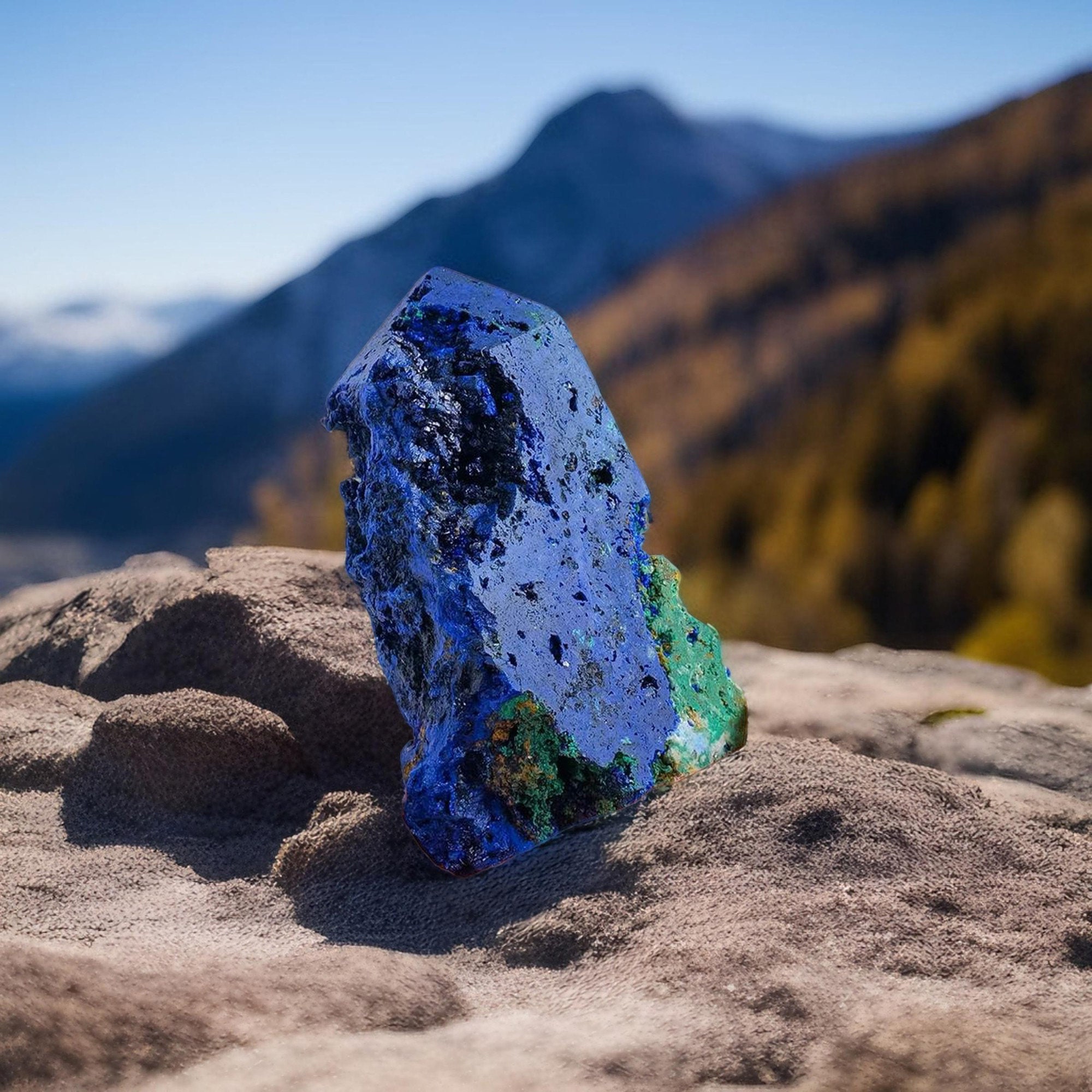 Natural Crystal Azurite Point Healing Stone Energy Ore Mineral Tower ...