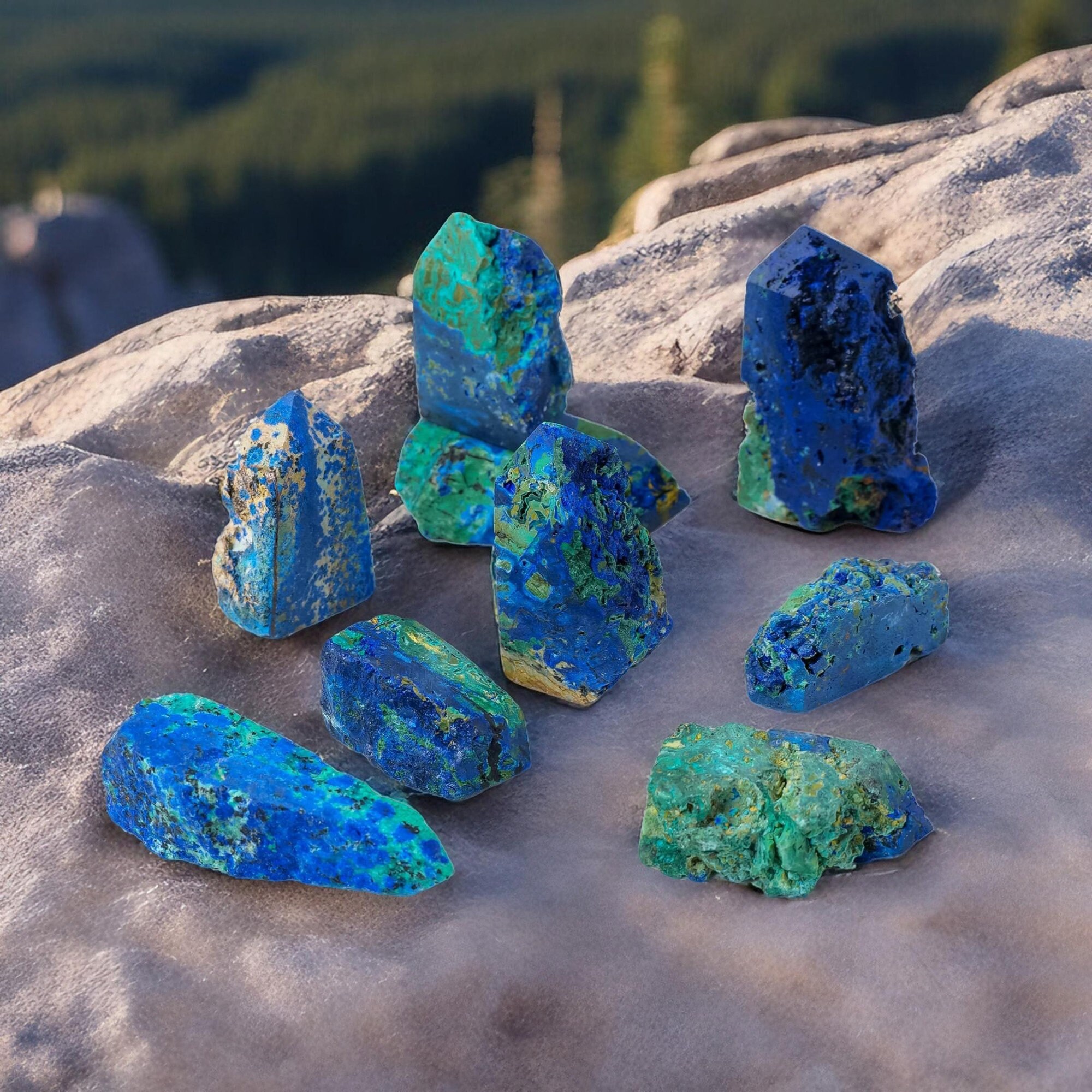 Natural Crystal Azurite Point Healing Stone Energy Ore Mineral Tower ...