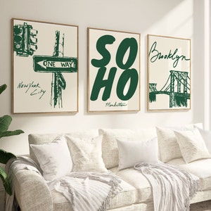 New York Poster Set of 3 Cute Aesthetic, Apartment Room Decor, Trendy ...