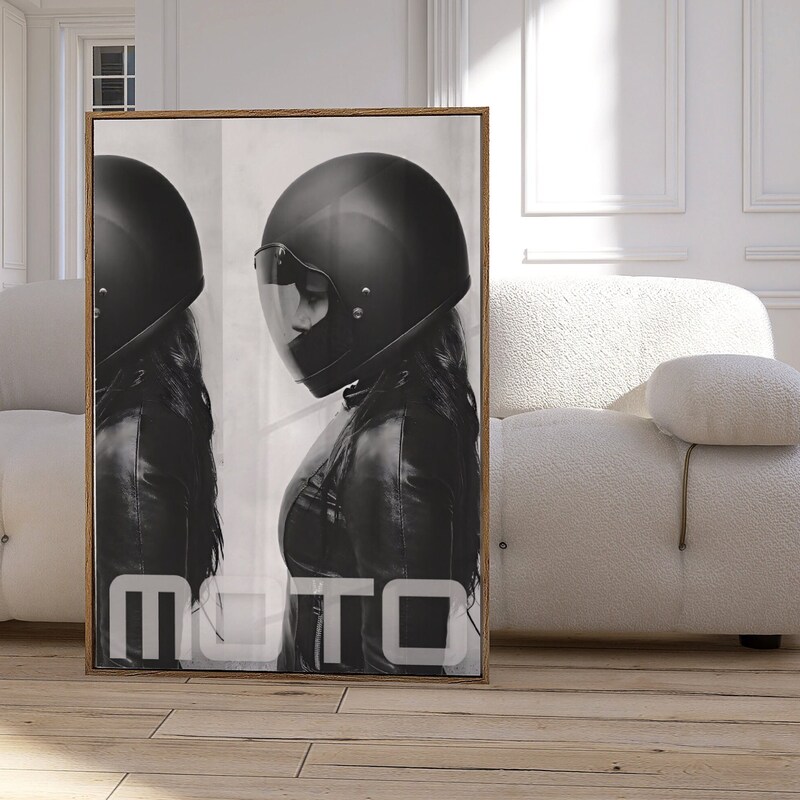 Motorcycle Girl Poster - Etsy