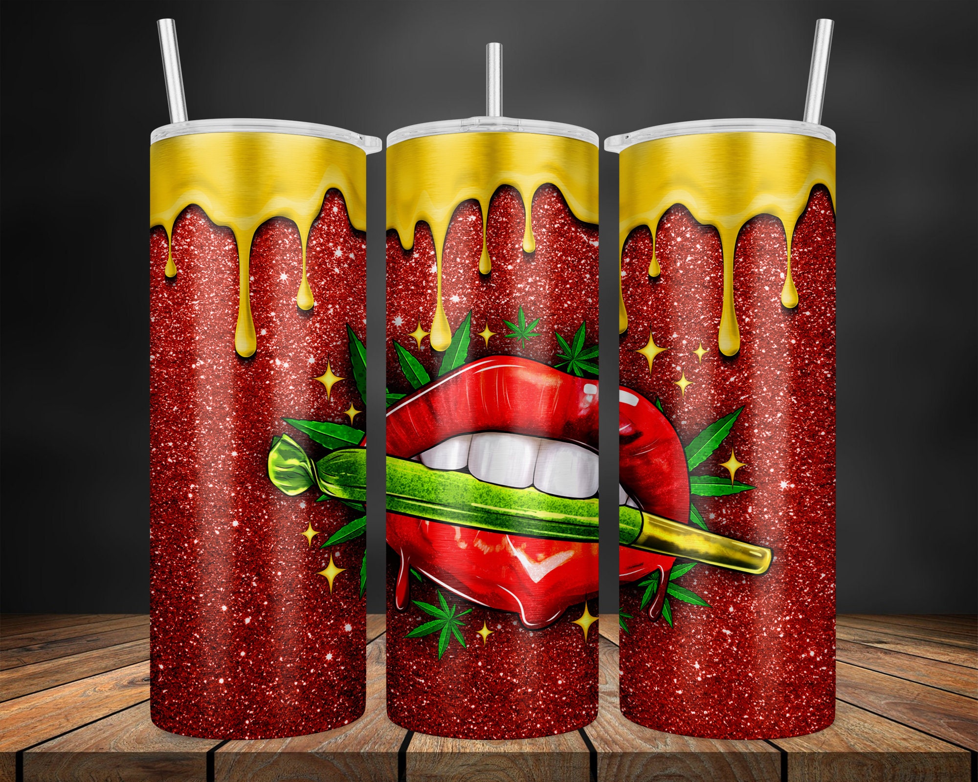 420 Weed Tumbler Wrap, Glitter Lips ,kush Candy, 20 Oz Funny Weed ...