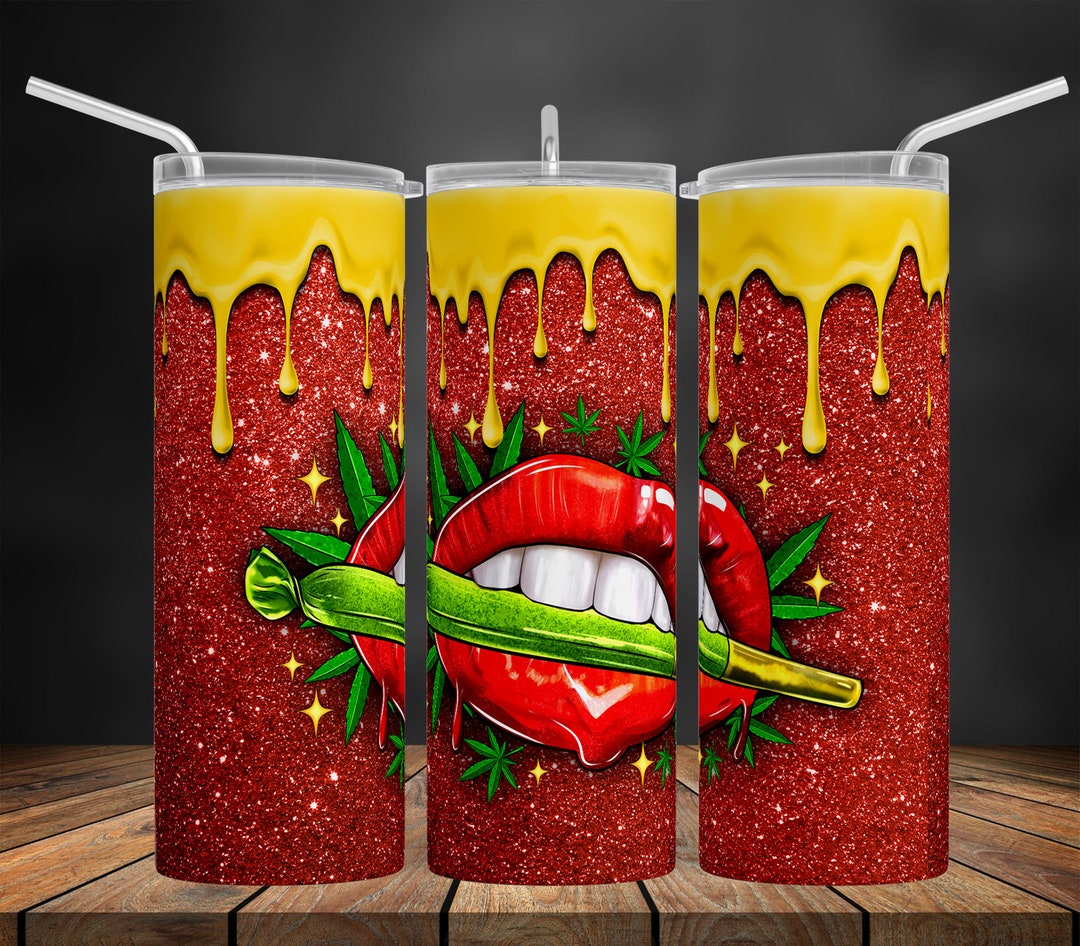 420 Weed Tumbler Wrap, Glitter Lips ,kush Candy, 20 Oz Funny Weed ...