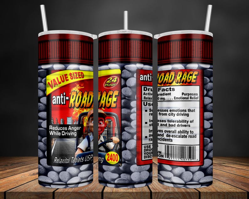 Road Rage Pills 20oz Tumbler Wrap, Funny Prank Pills 20 Oz Tumbler Wrap ...