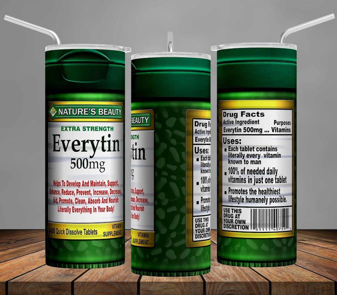 Funny Vitamins Tumbler Wrap: Sarcastic Gag Gift PNG (digital Download ...