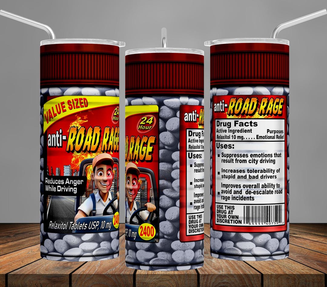 Road Rage Pills 20oz Tumbler Wrap, Funny Prank Pills 20 Oz Tumbler Wrap ...