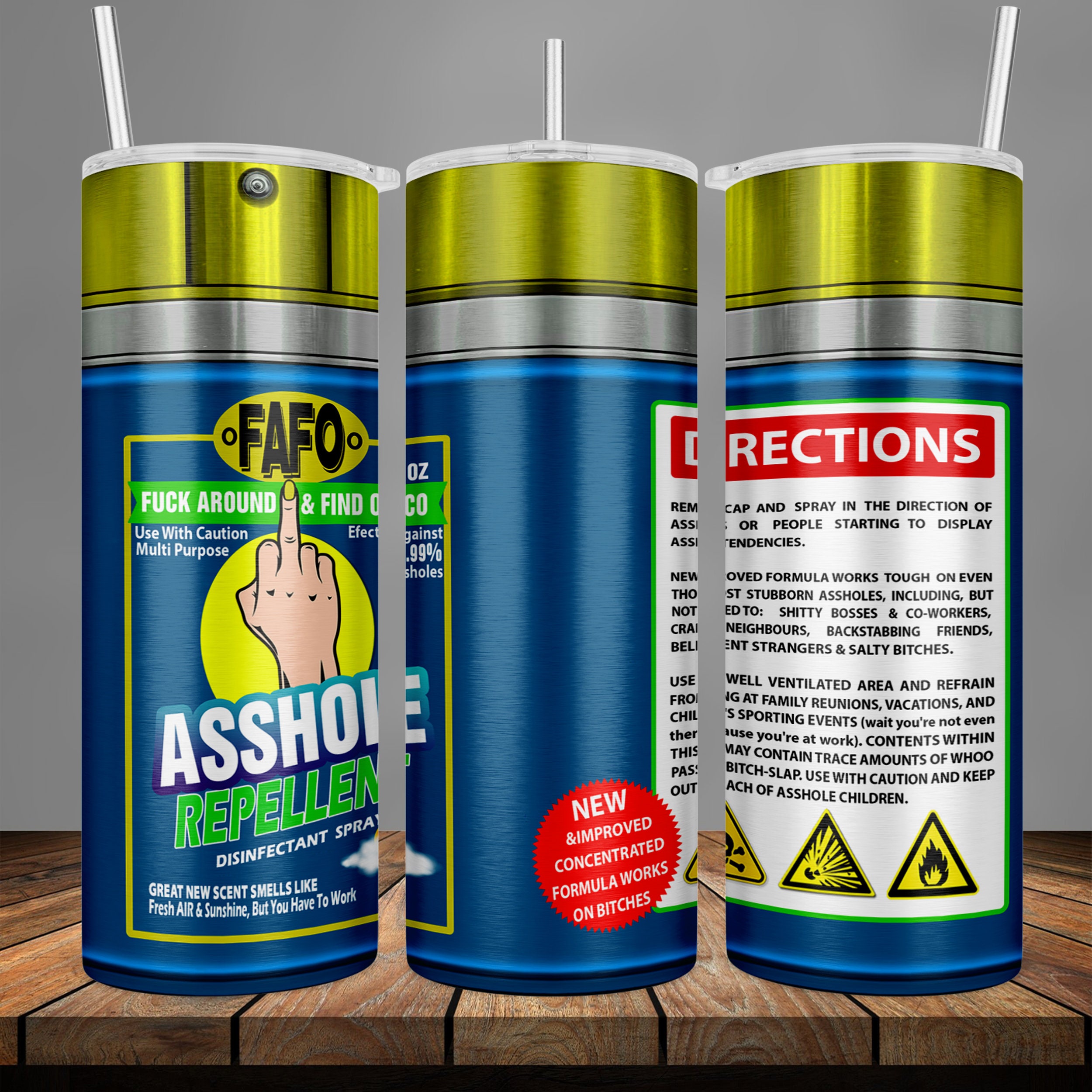 Asshole Repellent Spray Tumbler Wrap Png, Fck off Spray Tumbler Wrap ...