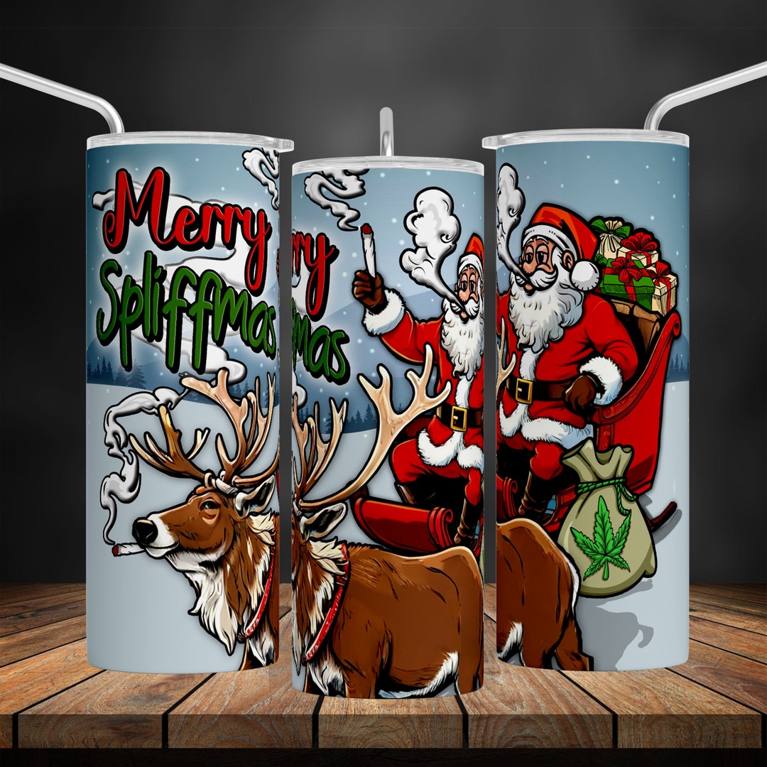 Christmas 420 Weed Tumbler, REINDEER_SANTA, Xmas 20oz Tumbler Wrap PNG ...