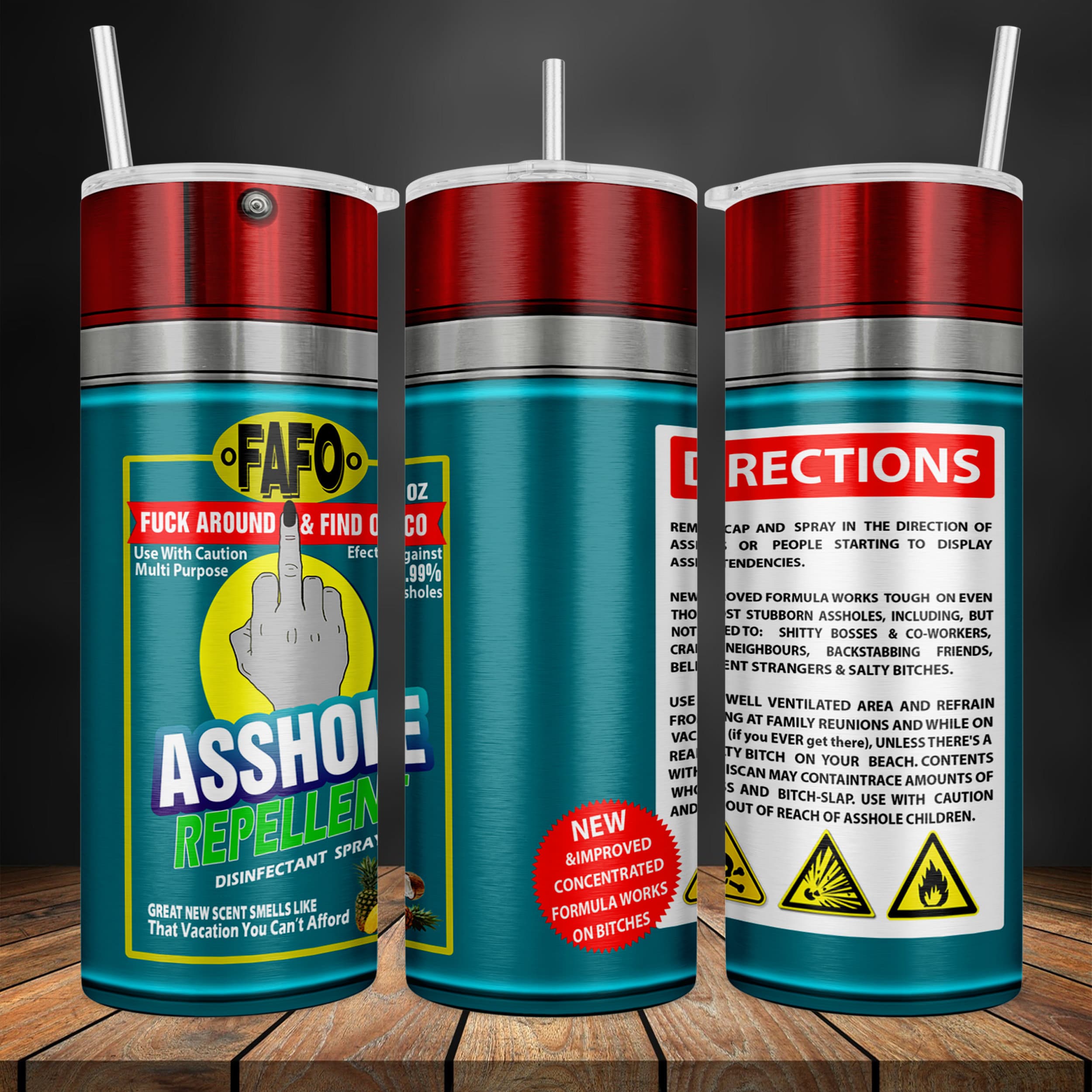 Asshole Repellent Spray Tumbler Wrap Png, F*ck off Spray Tumbler Wrap ...