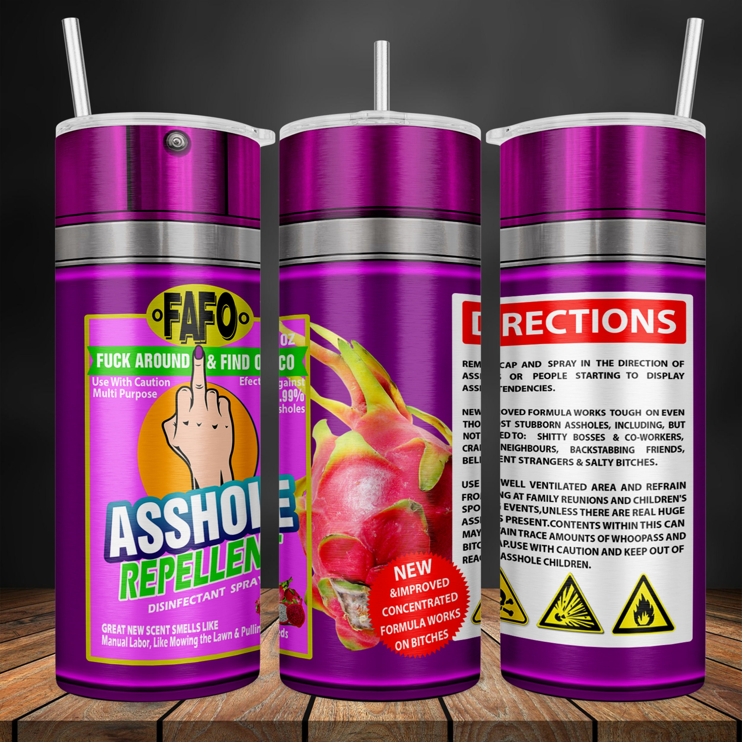 Asshole Repellent Spray Tumbler Wrap Png, F*ck off Spray Tumbler Wrap ...