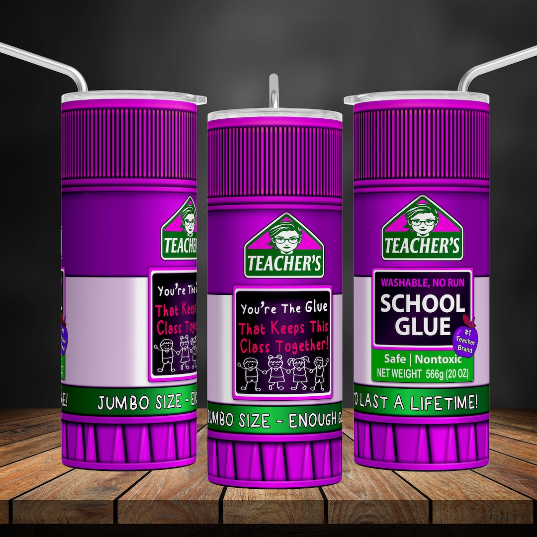 Teacher Glue Stick 20oz Tumbler Wrap: Funny Seamless Design (digital ...