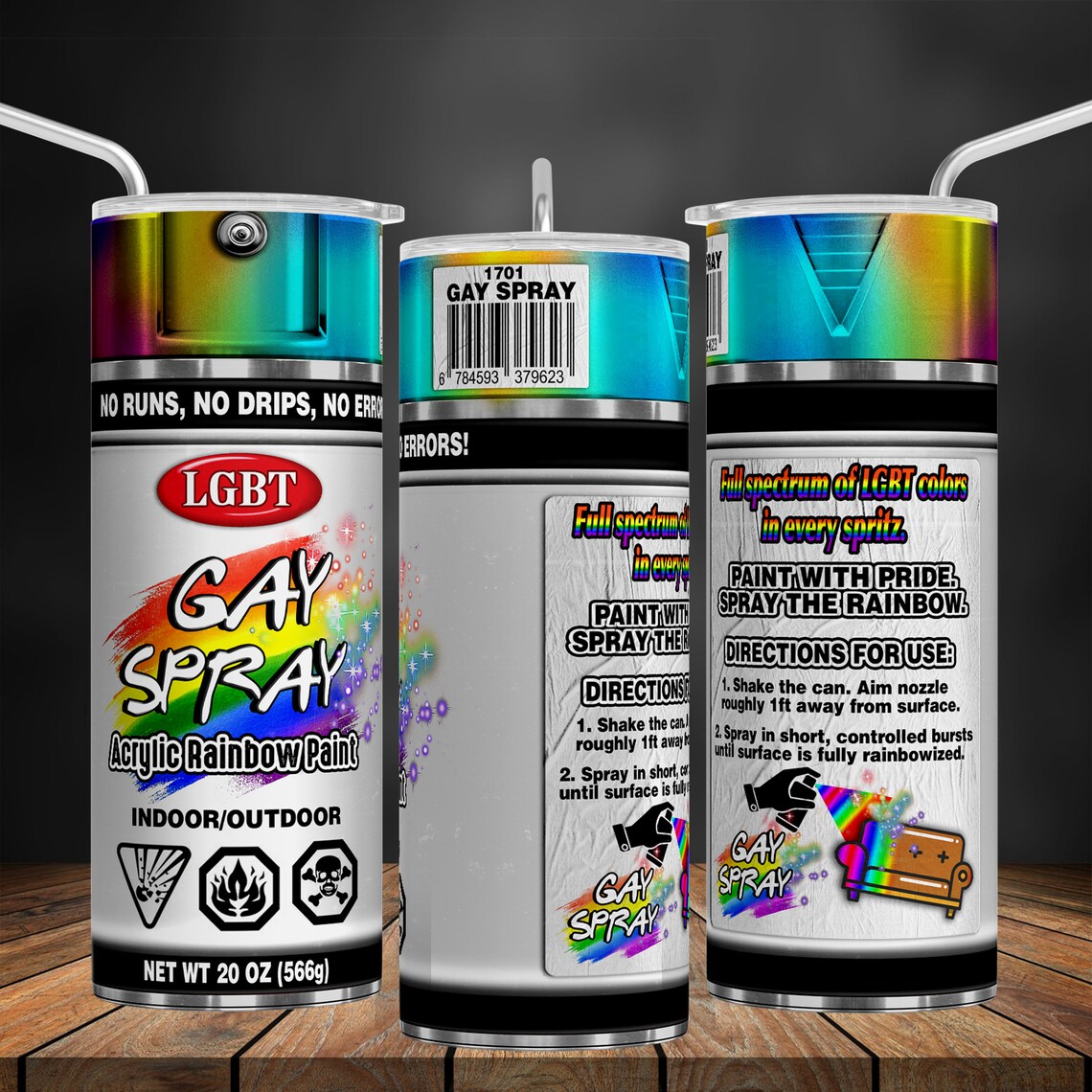 Rainbow Spray Paint Tumbler Wrap, LGBT Pride Design (PNG Digital ...