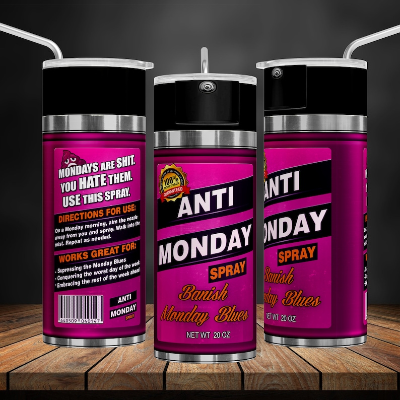 Anti-monday 20 Oz Funny Spray Tumbler Wrap, Sarcastic Curse Word ...