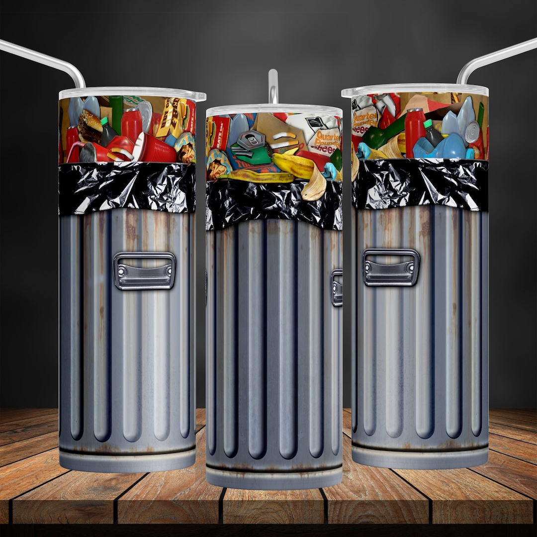 Garbage Can 20 Oz Tumbler Wrap, Trash Can Garbage Funny PNG, Seamless ...