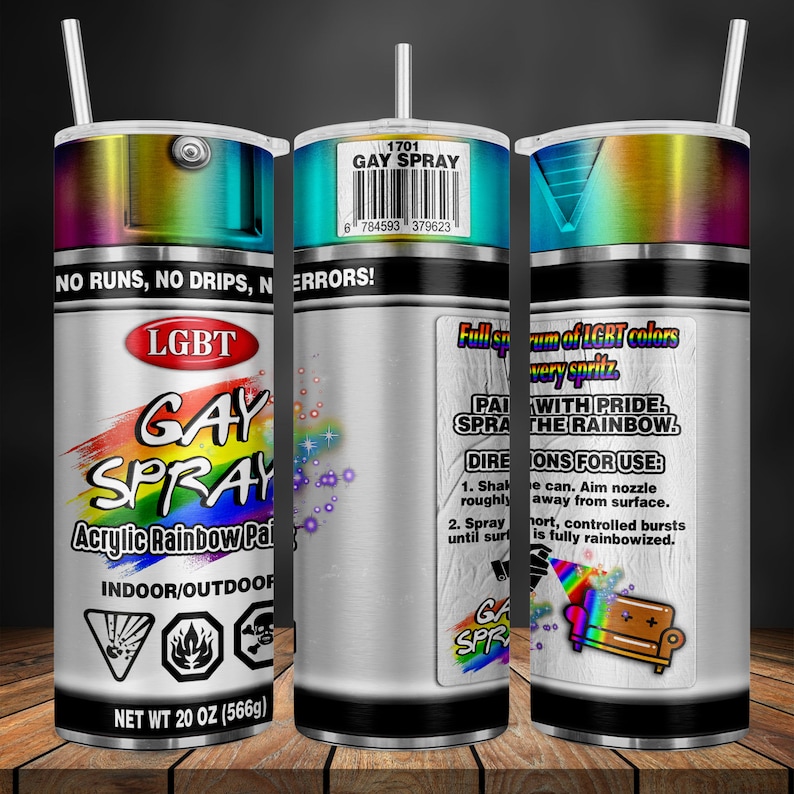 Rainbow Spray Paint Tumbler Wrap, LGBT Pride Design (PNG Digital ...