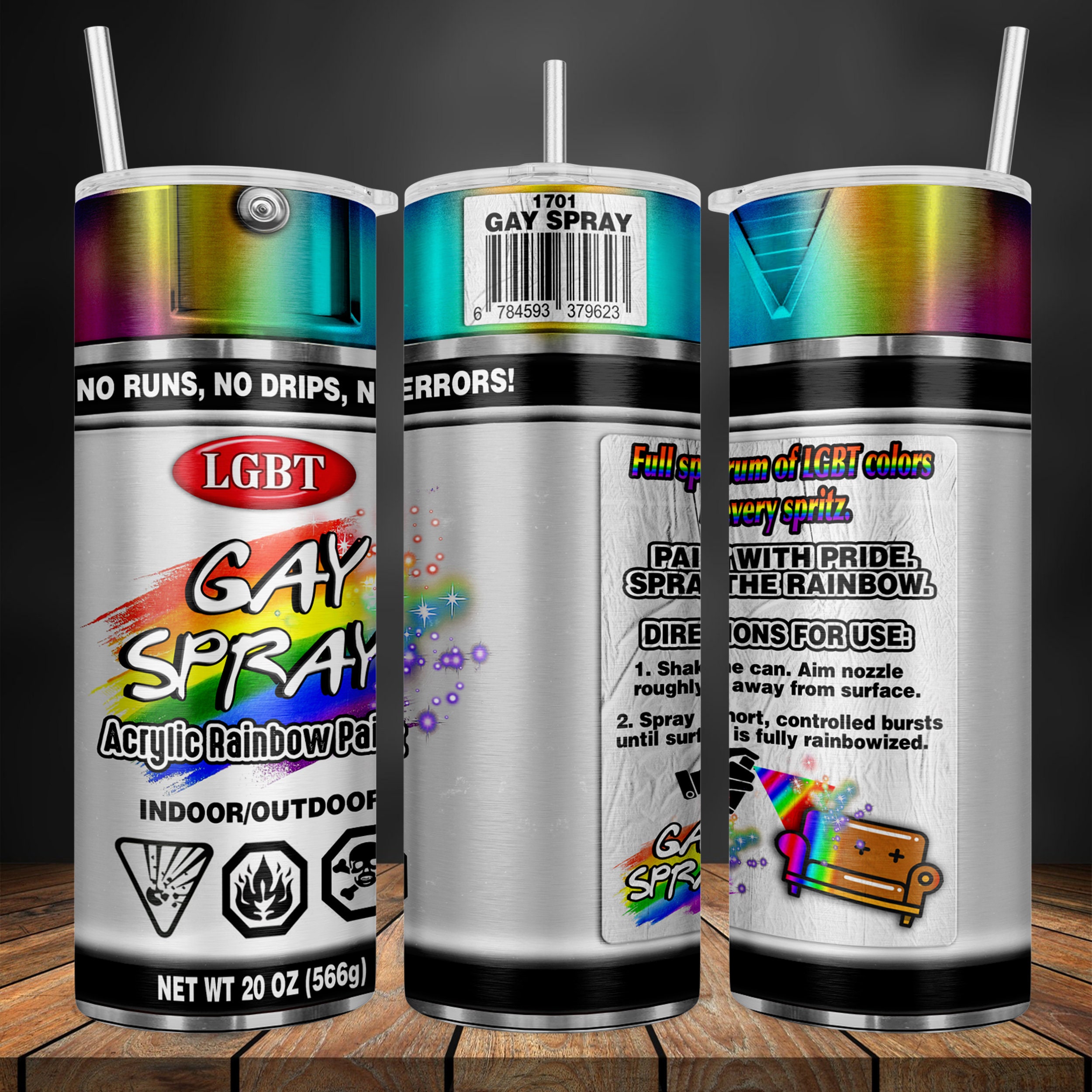 Rainbow Spray Paint Tumbler Wrap, LGBT Pride Design (PNG Digital ...