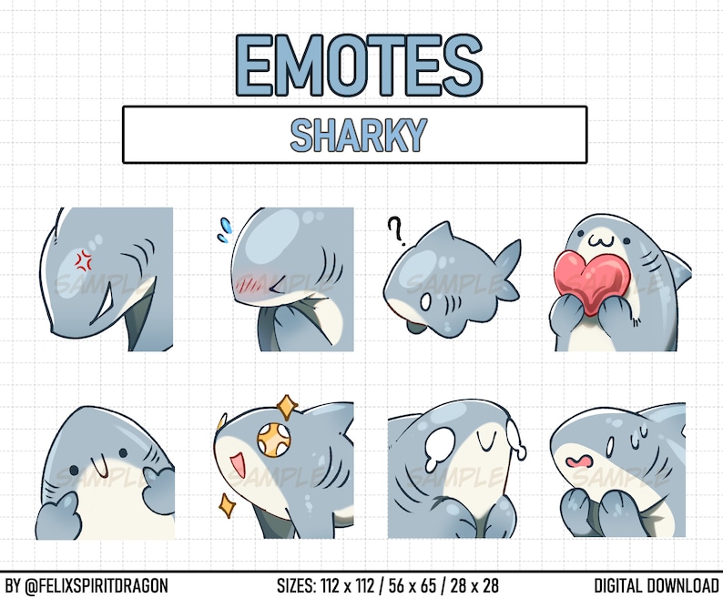Sharky - Emote for Twitch, Discord, Youtube, Streaming - Etsy